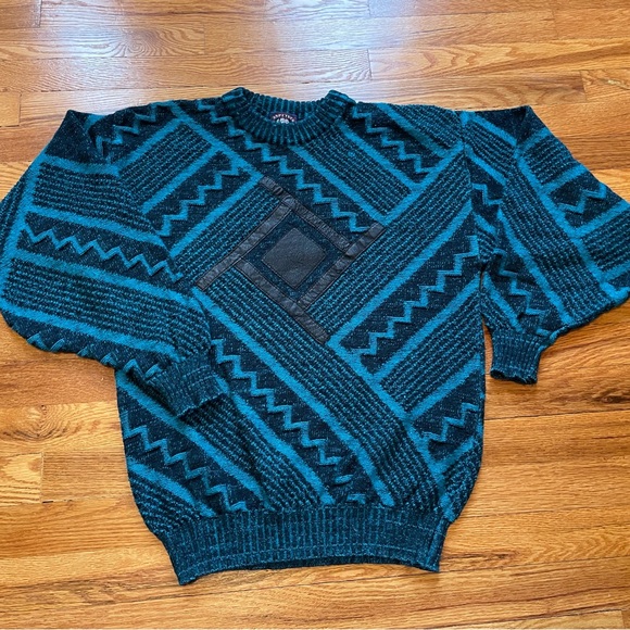 Sweaters | Insane Textured 8s New Wave Abstract Sweater Leather Patches ...